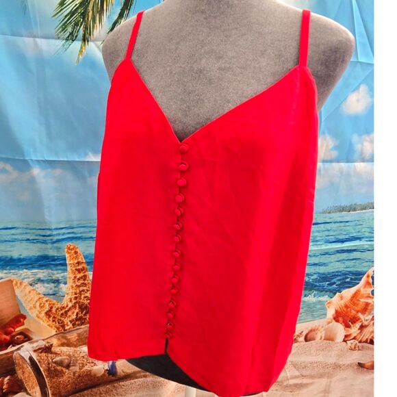 Madewell | Tops | Madewell Red 0 Silk Button Front V Neck Camisole Tank ...